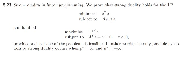 5.23 Strong duality in linear programming. We prove | Chegg.com