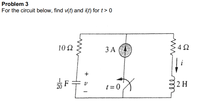 Solved Problem 2 For the circuit below, find i(t) for t> 0 | Chegg.com