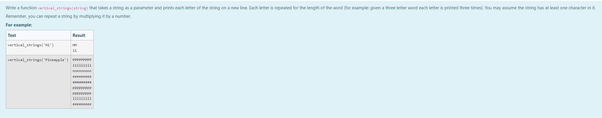 Solved Write a function vertical_strings (string) that takes | Chegg.com