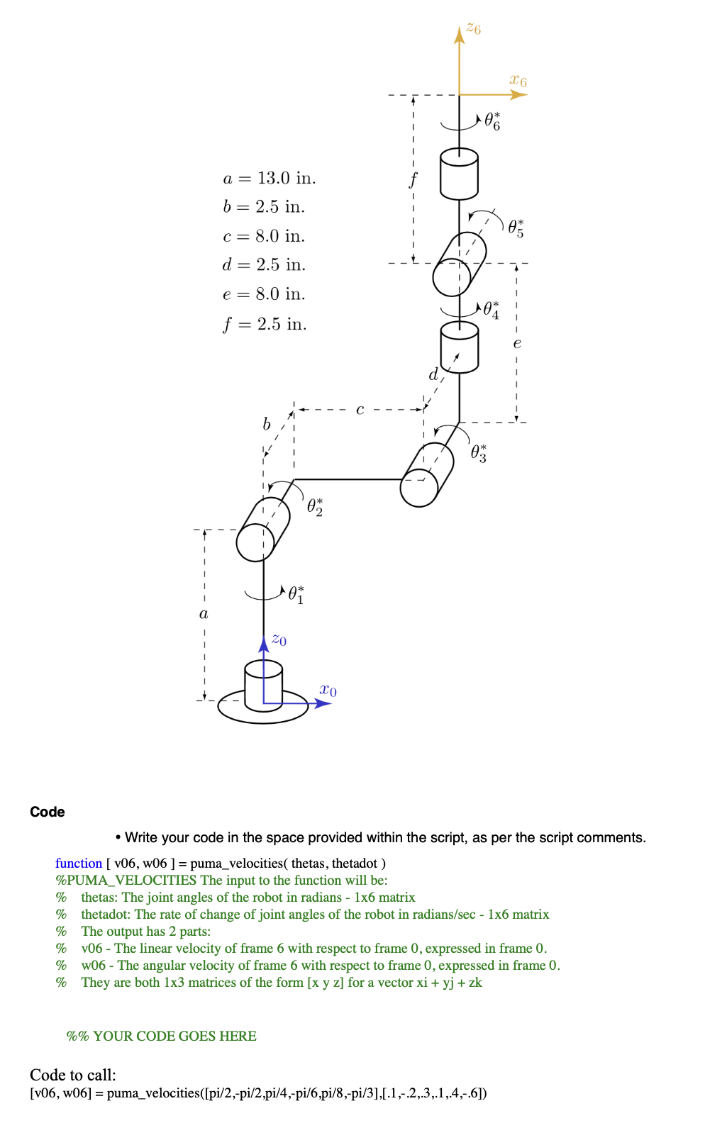 Solved Linear and Angular Velocities of PUMA Question In | Chegg.com