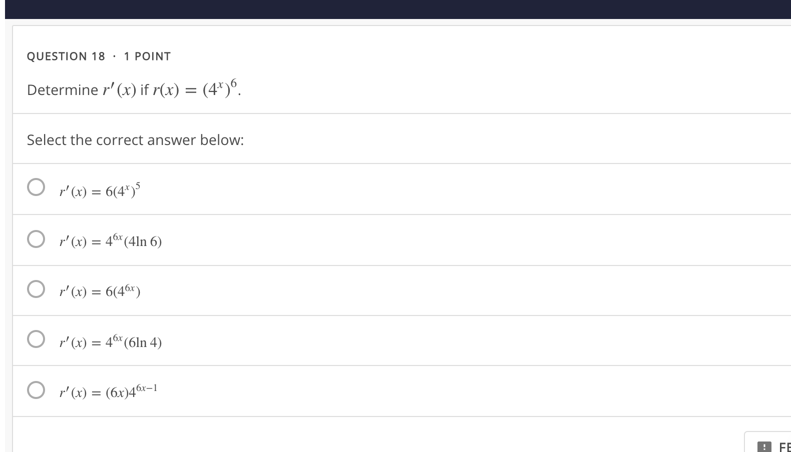 Solved QUESTION 6 · 1 POINT If f(x) = atten, find f'(x) | Chegg.com