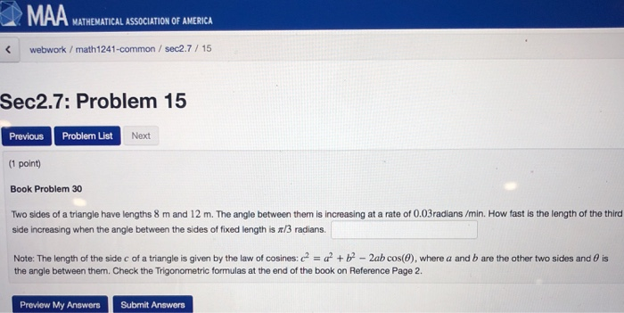 Solved MAA MATHEMATICAL ASSOCIATION OF AMERICA | Chegg.com
