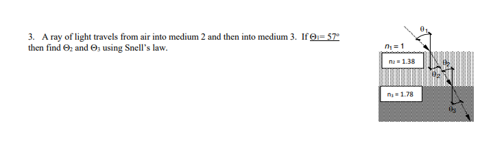 Solved 3. A ray of light travels from air into medium 2 and | Chegg.com