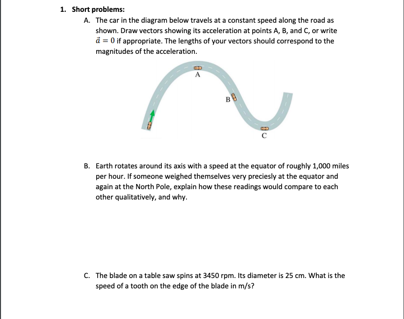 Solved 1. Short problems: A. The car in the diagram below | Chegg.com