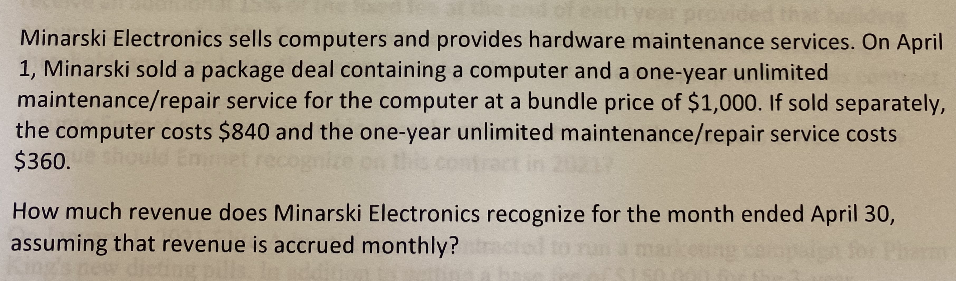 Solved Minarski Electronics sells computers and provides | Chegg.com