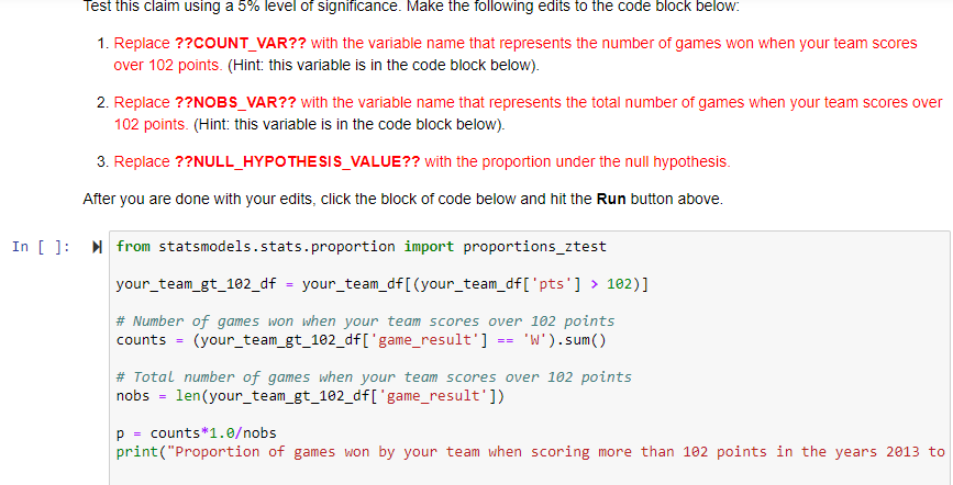 Solved Project Two: Hypothesis Testing This notebook | Chegg.com