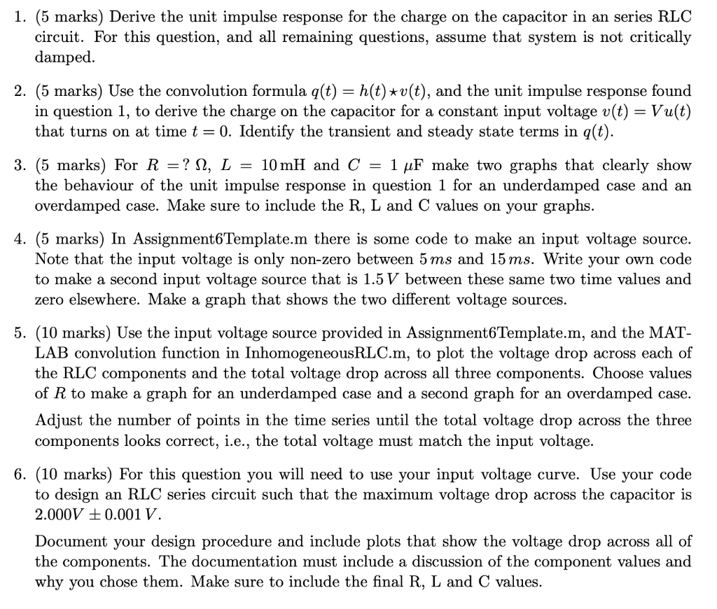 Solved 1. (5 marks) Derive the unit impulse response for the | Chegg.com