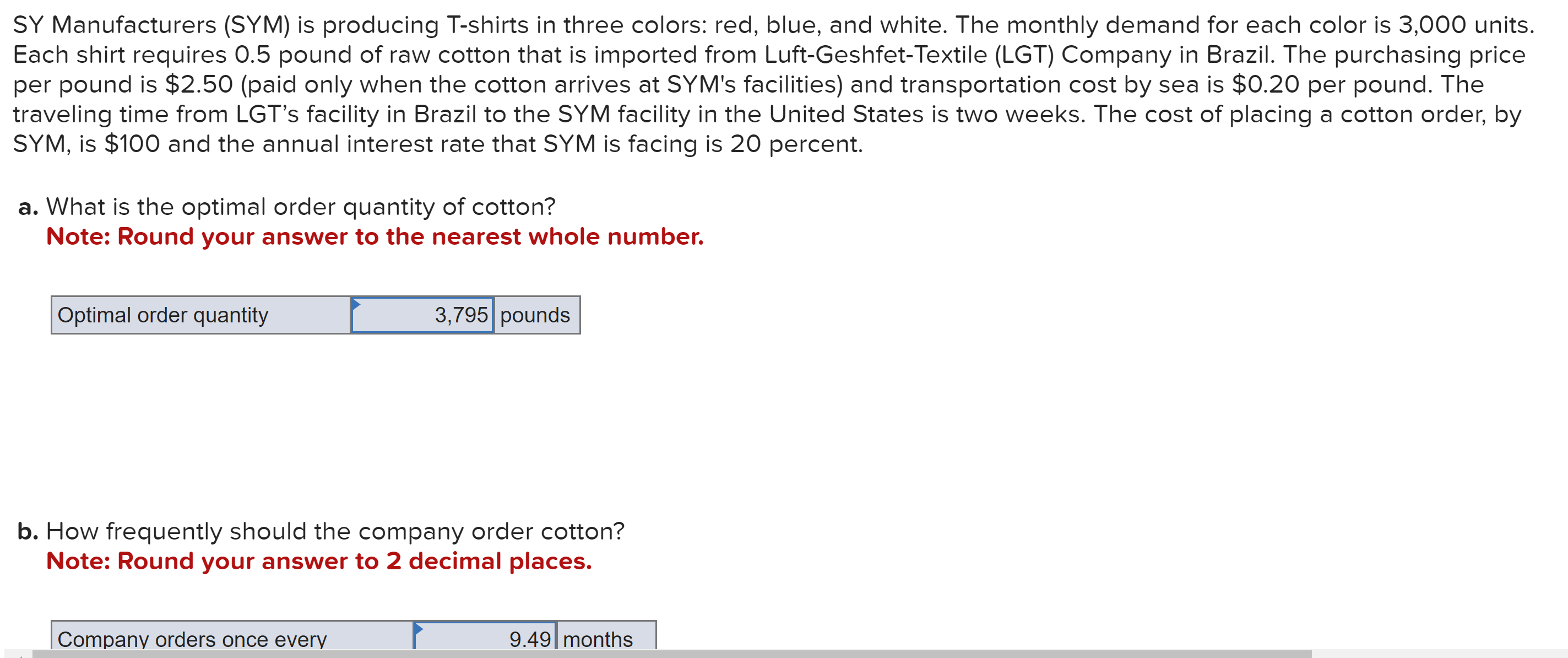 Solved SY Manufacturers (SYM) is producing T-shirts in three | Chegg.com