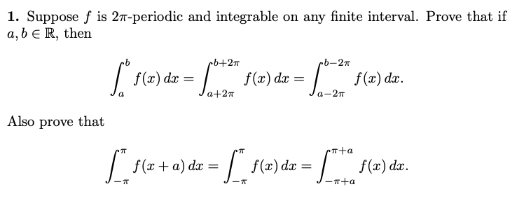 Solved 1. Suppose f is 2π-periodic and integrable on any | Chegg.com