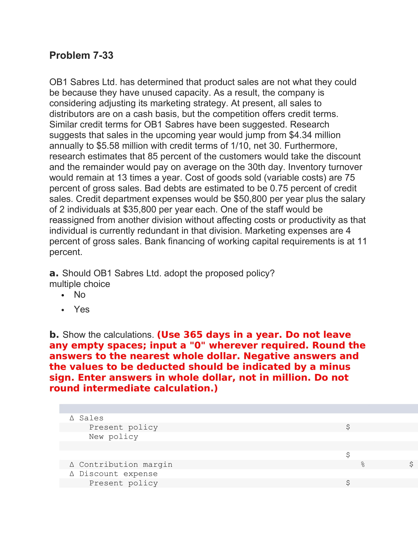 Solved Problem 7-33 OB1 Sabres Ltd. has determined that | Chegg.com