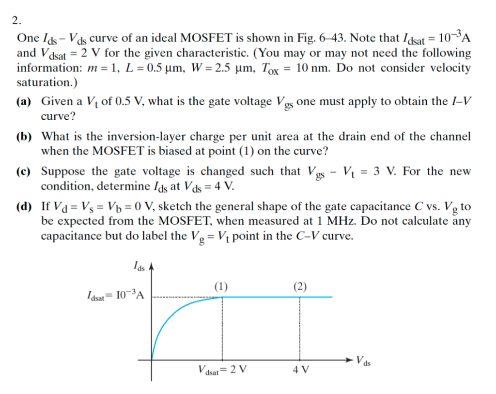 Solved 2 -3 One Ids- Vds curve of an ideal MOSFET is shown | Chegg.com