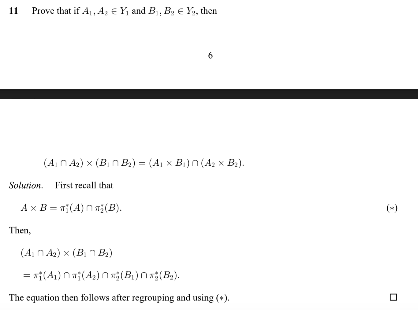 Solved 11 Prove that if A1, A2 E Y¡ and B1, B2 E Y2, then 6 | Chegg.com