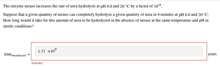 Solved The enzyme urease increases the rate of urea | Chegg.com