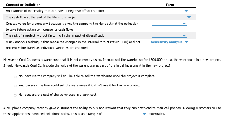 Solved Concept or Definition Term An example of externality | Chegg.com