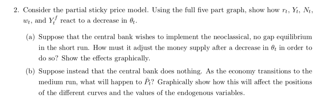 2. Consider the partial sticky price model. Using the | Chegg.com