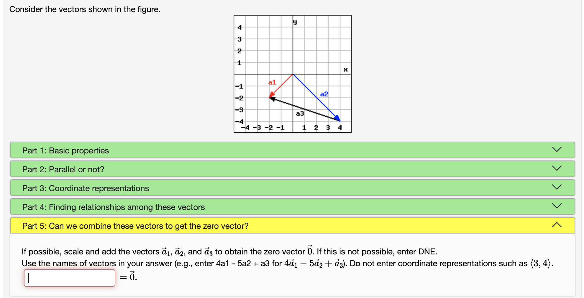 Solved Consider the vectors shown in the figure. Part 1: | Chegg.com