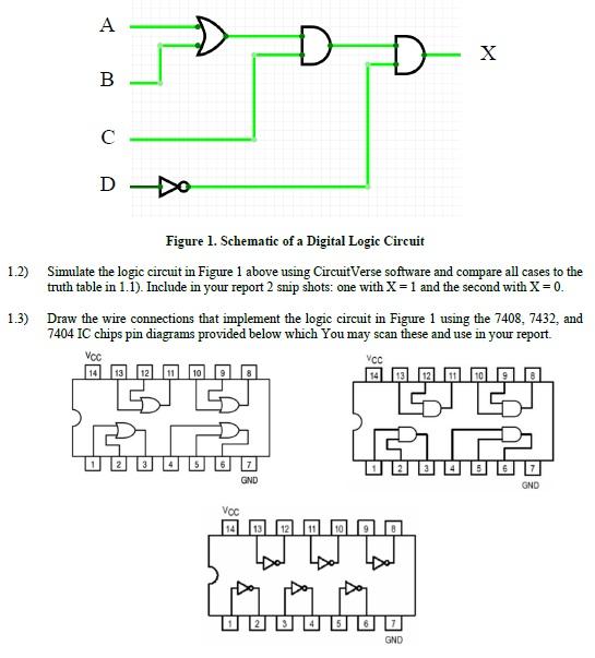 Solved A D X B с D- Figure 1. Schematic of a Digital Logic | Chegg.com