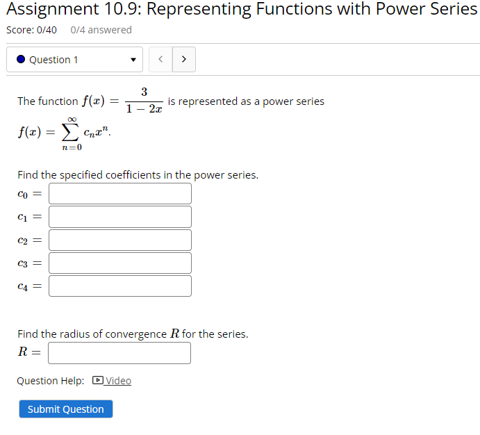 Solved Assignment 10.9: Representing Functions with Power | Chegg.com Solved Assignment 10.9: Representing Functions with Power | Chegg.com