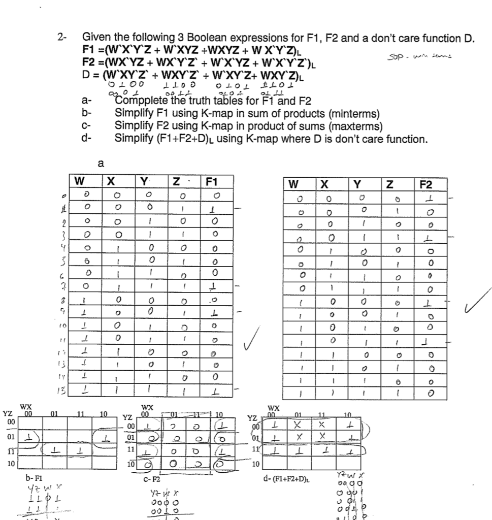 Solved 2 Given the following 3 Boolean expressions for F1, | Chegg.com