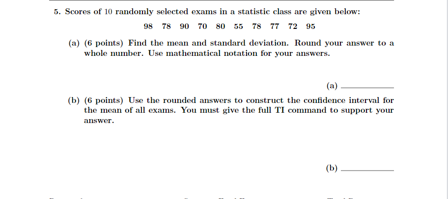 Solved Scores of 10 randomly selected exams in a statistic | Chegg.com