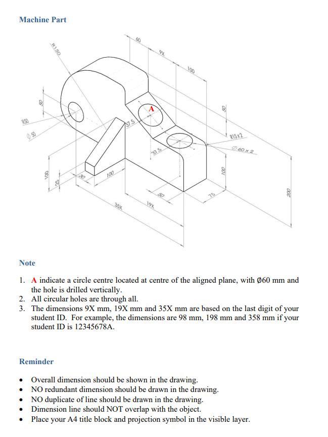 Solved Task Using AutoCAD, draw and dimension the front, | Chegg.com