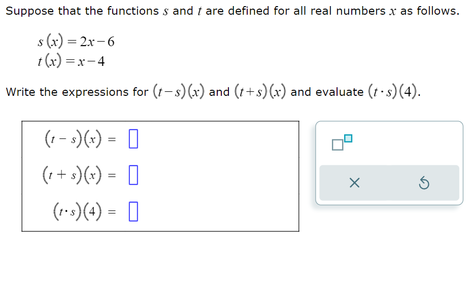Solved Suppose that the functions s ﻿and t ﻿are defined for | Chegg.com