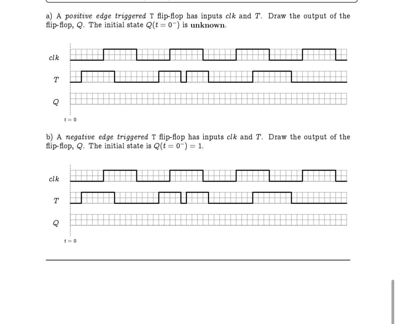 Solved a) A positive edge triggered T flip-flop has inputs | Chegg.com