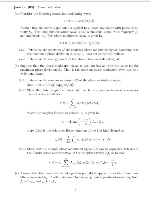 Solved Question (03): Phase modulation (a) Consider the | Chegg.com