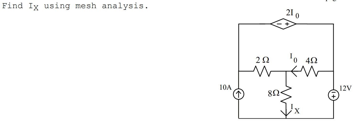 Solved Find IX using mesh analysis. | Chegg.com
