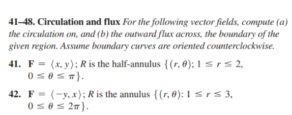 Solved 41–48. Circulation and flux For the following vector | Chegg.com