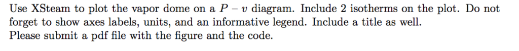 Use XSteam to plot the vapor dome on a P-v diagram. | Chegg.com