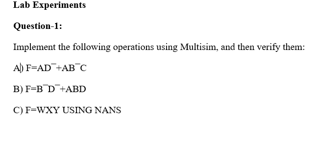 Solved Lab Experiments Question-1: Implement the following | Chegg.com