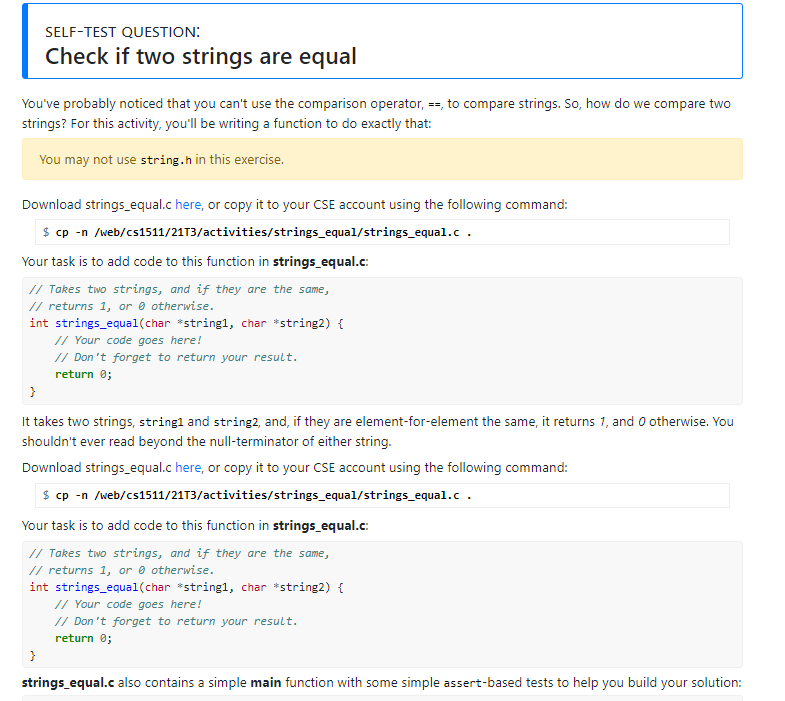 Solved SELF TEST ION Check If Two Strings Are Equal Chegg