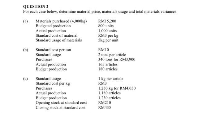 Solved a (b) QUESTION 2 For each case below, determine | Chegg.com