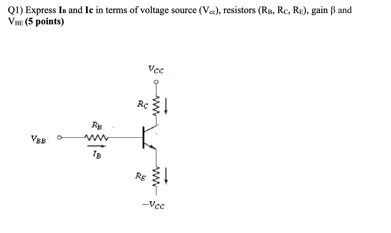 Solved Q1) Express Ib and Ic in terms of voltage source | Chegg.com