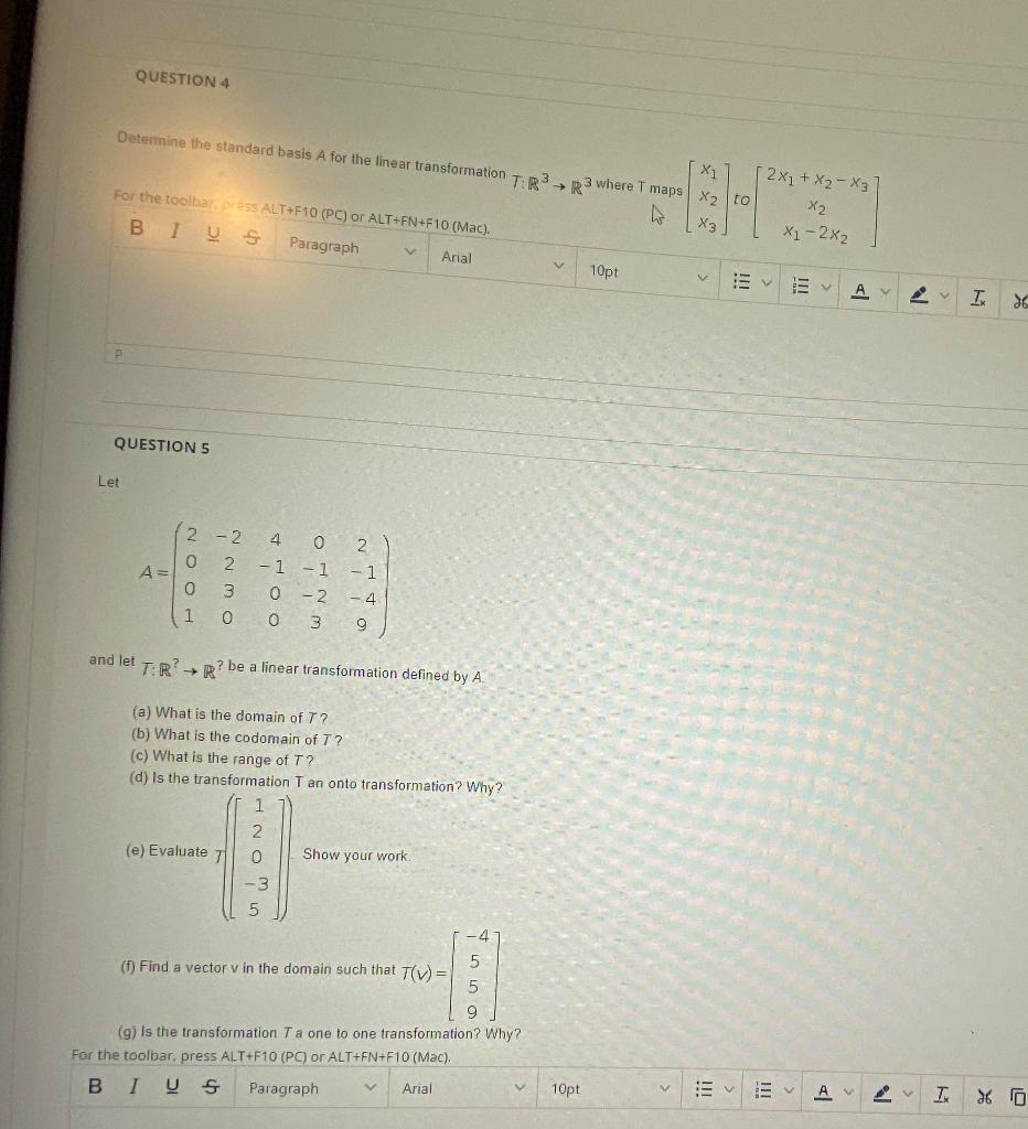 Solved QUESTION 4 X1 [2x1 + x2-x3] Determine the standard | Chegg.com