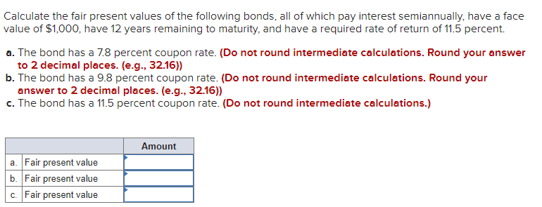 Solved Calculate the fair present values of the following | Chegg.com