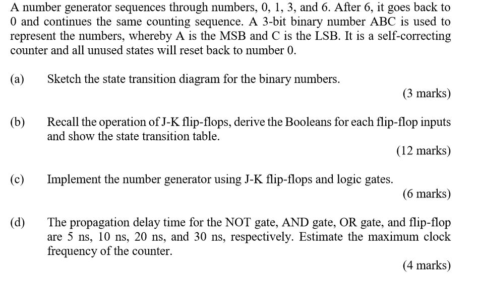 Solved A number generator sequences through numbers, 0, 1, | Chegg.com