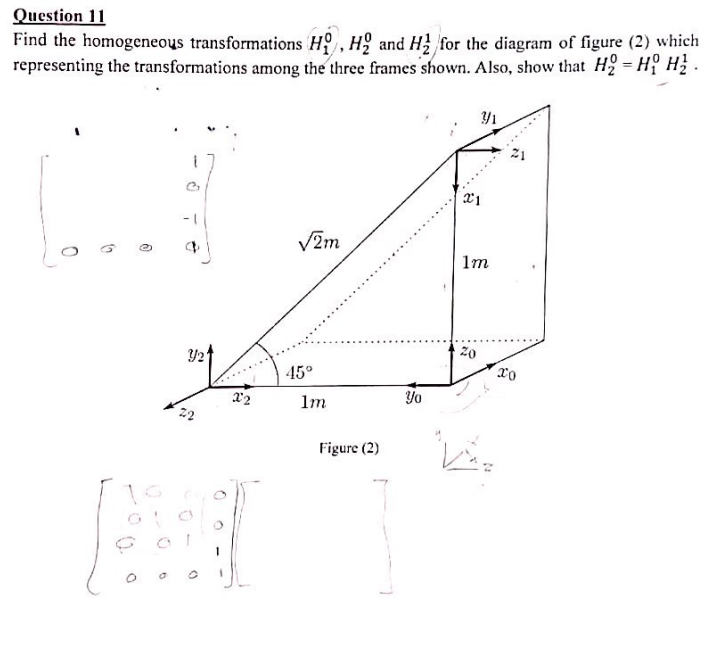Solved Question 11 Find the homogeneous transformations Hi, | Chegg.com