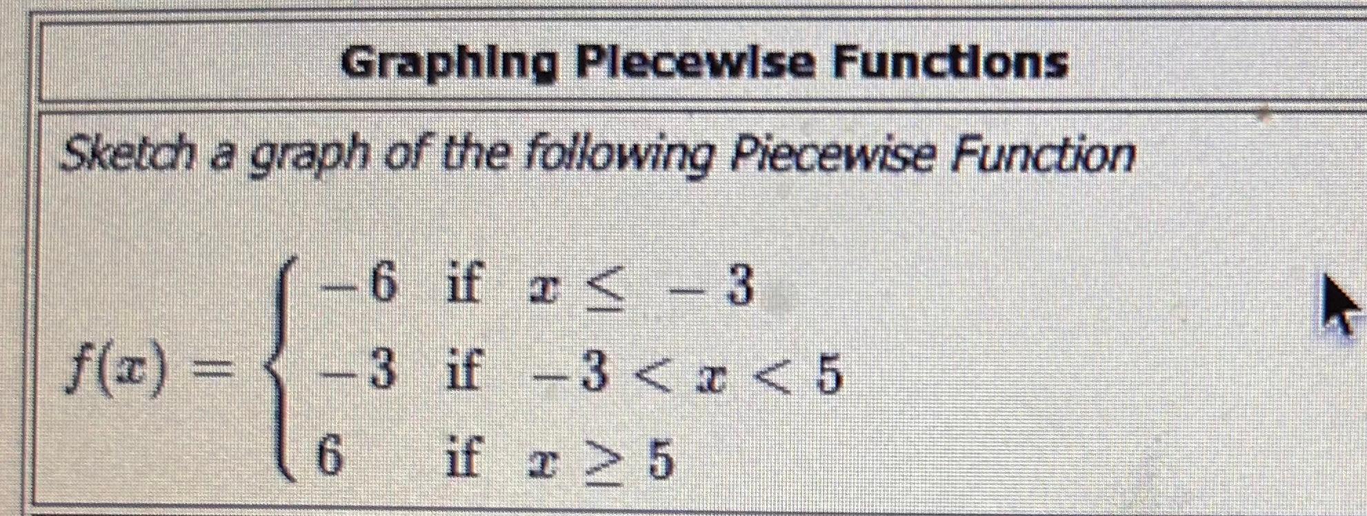 Solved Sketch a graph of the following Piecewise Function | Chegg.com