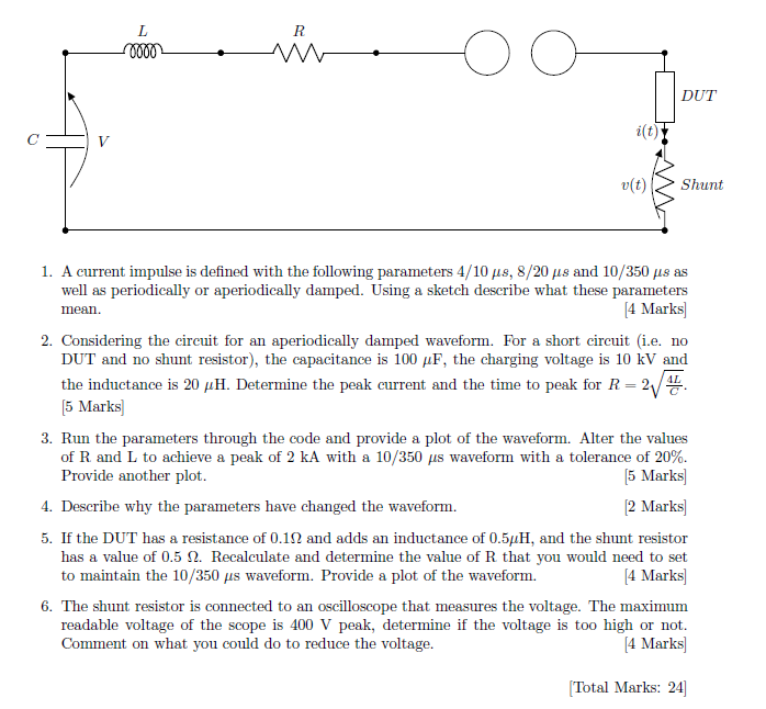 Question 1 Given the current impulse generator below, | Chegg.com