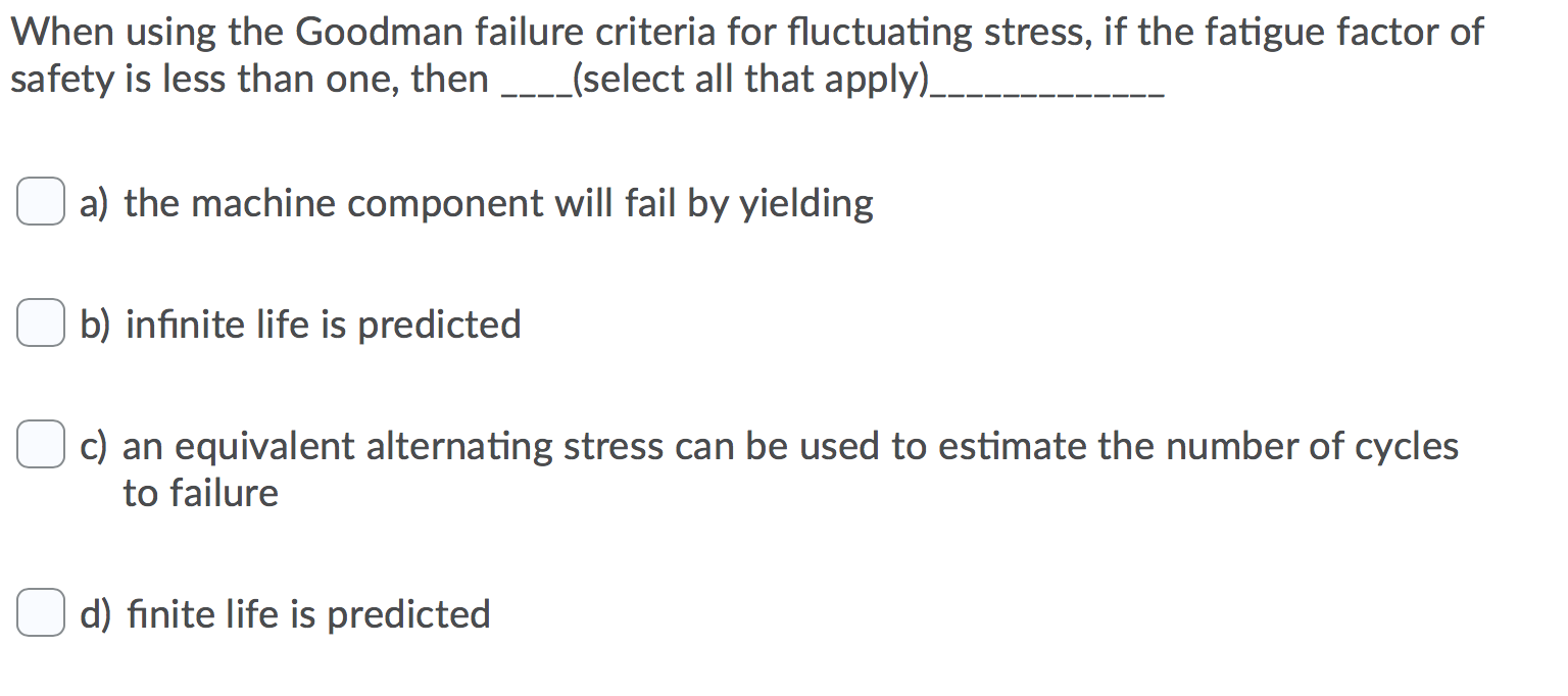 Solved When using the Goodman failure criteria for | Chegg.com