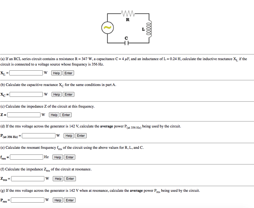 Solved W- R 00000 (a) If an RCL series circuit contains a | Chegg.com