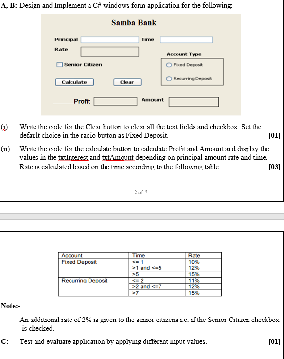 Solved A, B: Design and Implement a C# windows form | Chegg.com