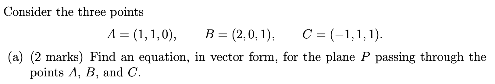 Solved Consider the three points | Chegg.com