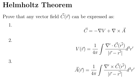 Solved Helmholtz Theorem Prove that any vector field (7) can | Chegg.com