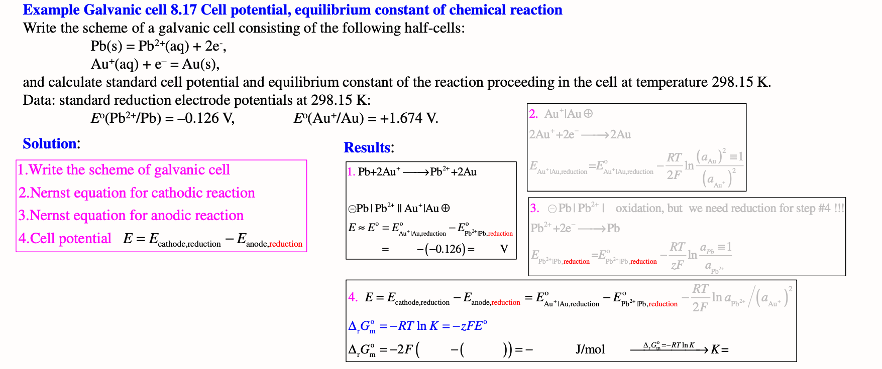 Solved Example Galvanic cell 8.17 Cell potential, | Chegg.com