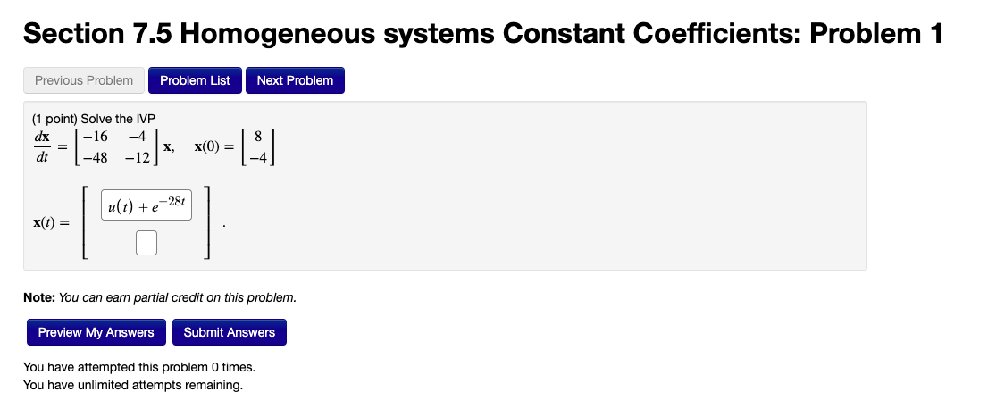 Solved Section 7.5 Homogeneous systems Constant | Chegg.com