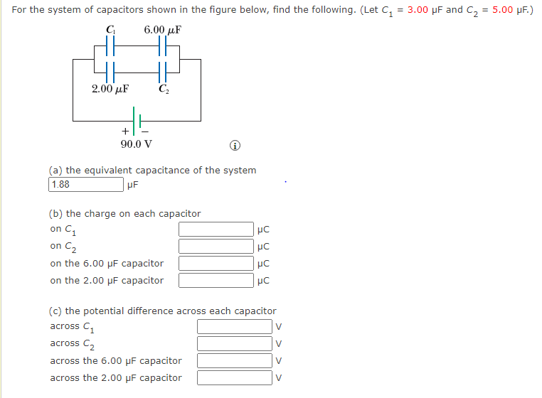 Solved the system of capacitors shown in the figure below, | Chegg.com