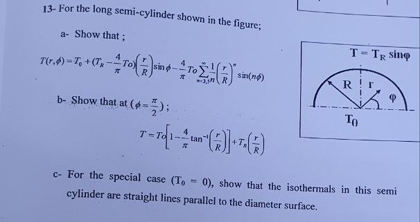Solved 13-For the long semi-cylinder shown in the figure; a- | Chegg.com